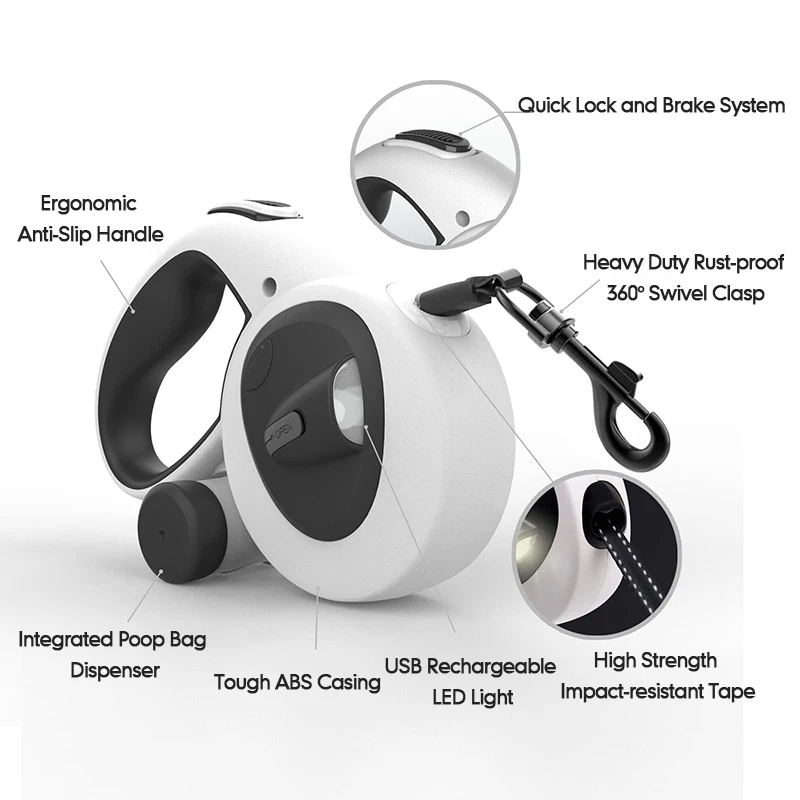 Wholesale Reflective Tug 360 Tangle-free Led Automatic Retractable Dog ...
