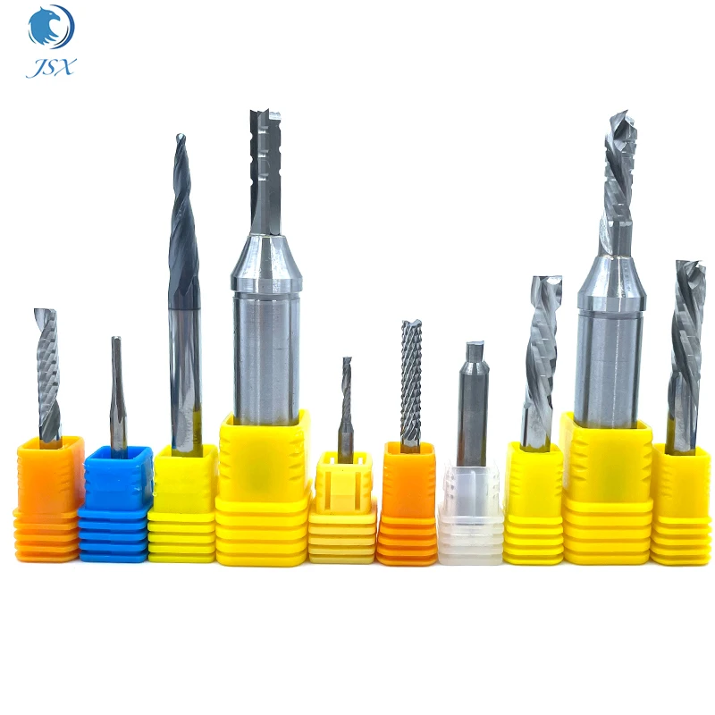 Two Flute Spiral Up And Down Compression End Mill Wood Bit 1/4 Carbide ...