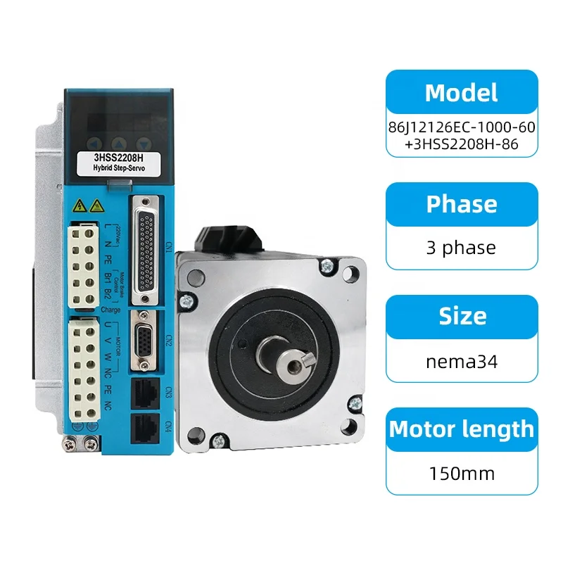 86j12126ec-1000-60+3hss2208h-86 Nema34 6.78n.m Closed Loop Stepper ...
