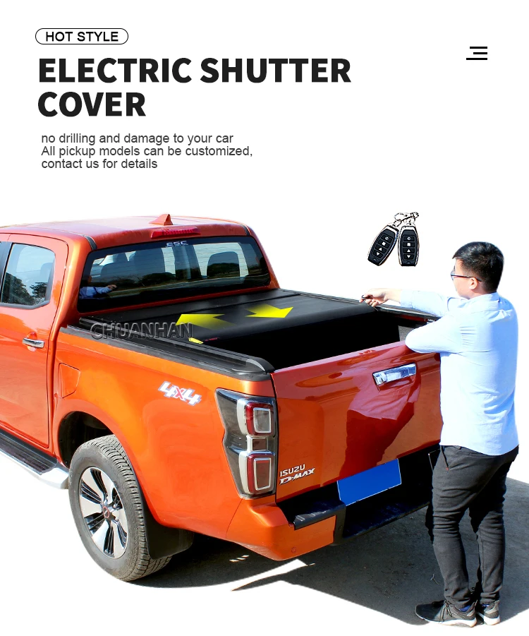 Aluminum Electric Retractable Pickup Truck Bed Cover L200 Tonneau Cover ...