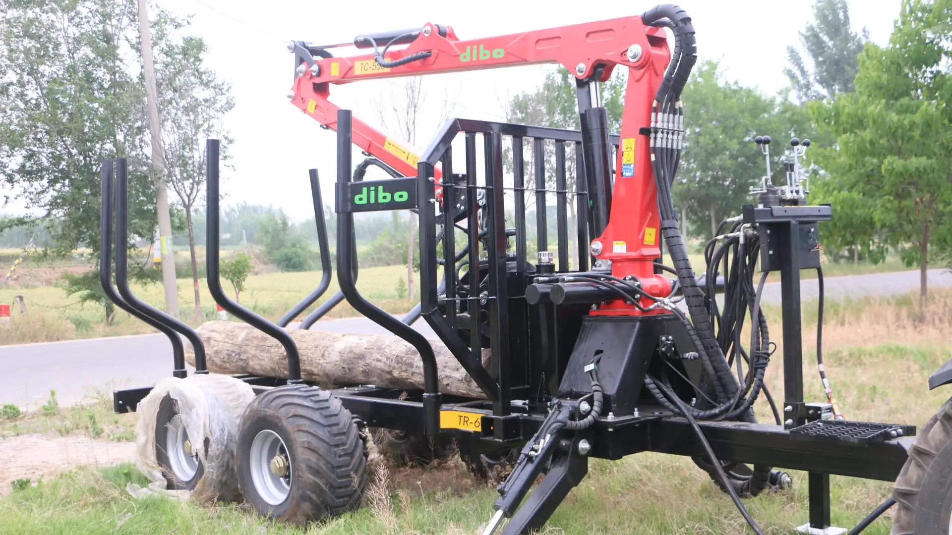 High Quality Hydraulic Timber Trailer with Crane Forestry Woods ...