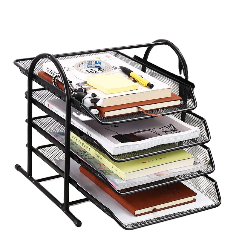 Office Desktop Mesh Storage - 4 Tier File Organizer