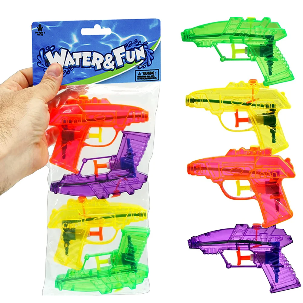 Transparent Water Gun Toy for Summer Fun - 4 Guns Pack