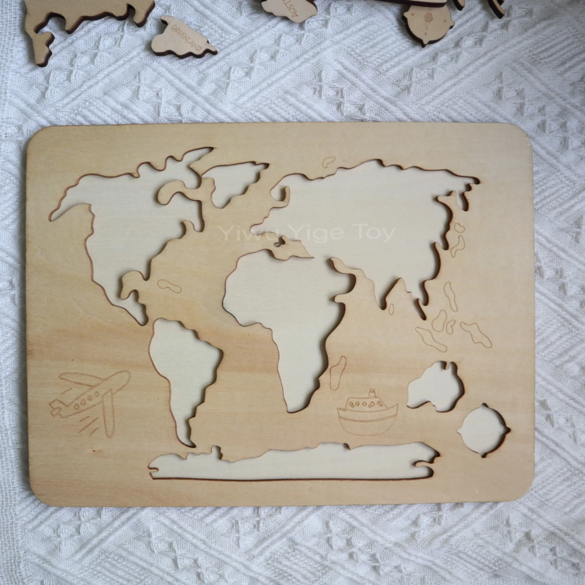 Continents & Oceans DIY Wooden World Map Puzzle for Kids