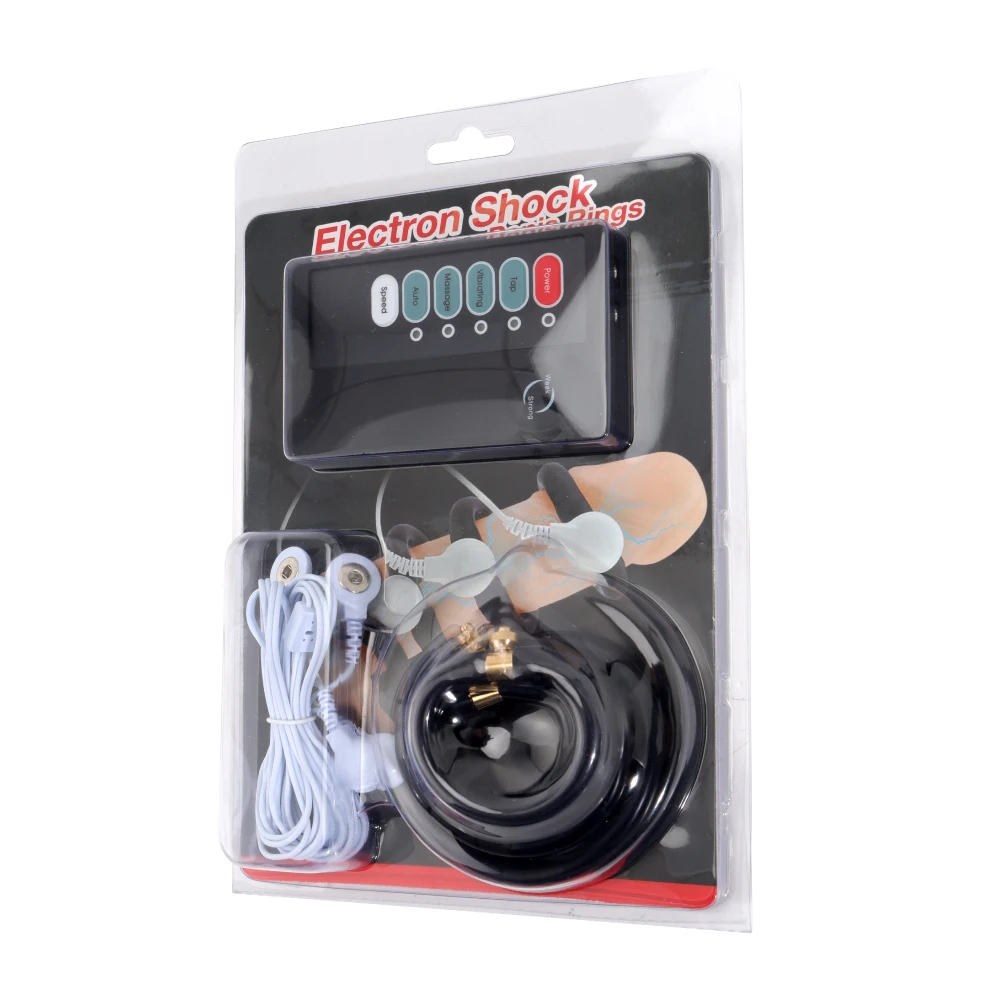 Electric Shock Cock Ring Silicone Electro Stimulation Penis Ring Set ...