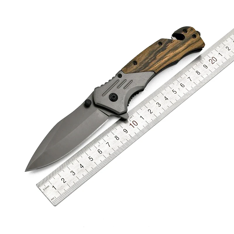 3cr13 Wood Tactical Knife With Stainless Steel Blade Titanium Plated ...