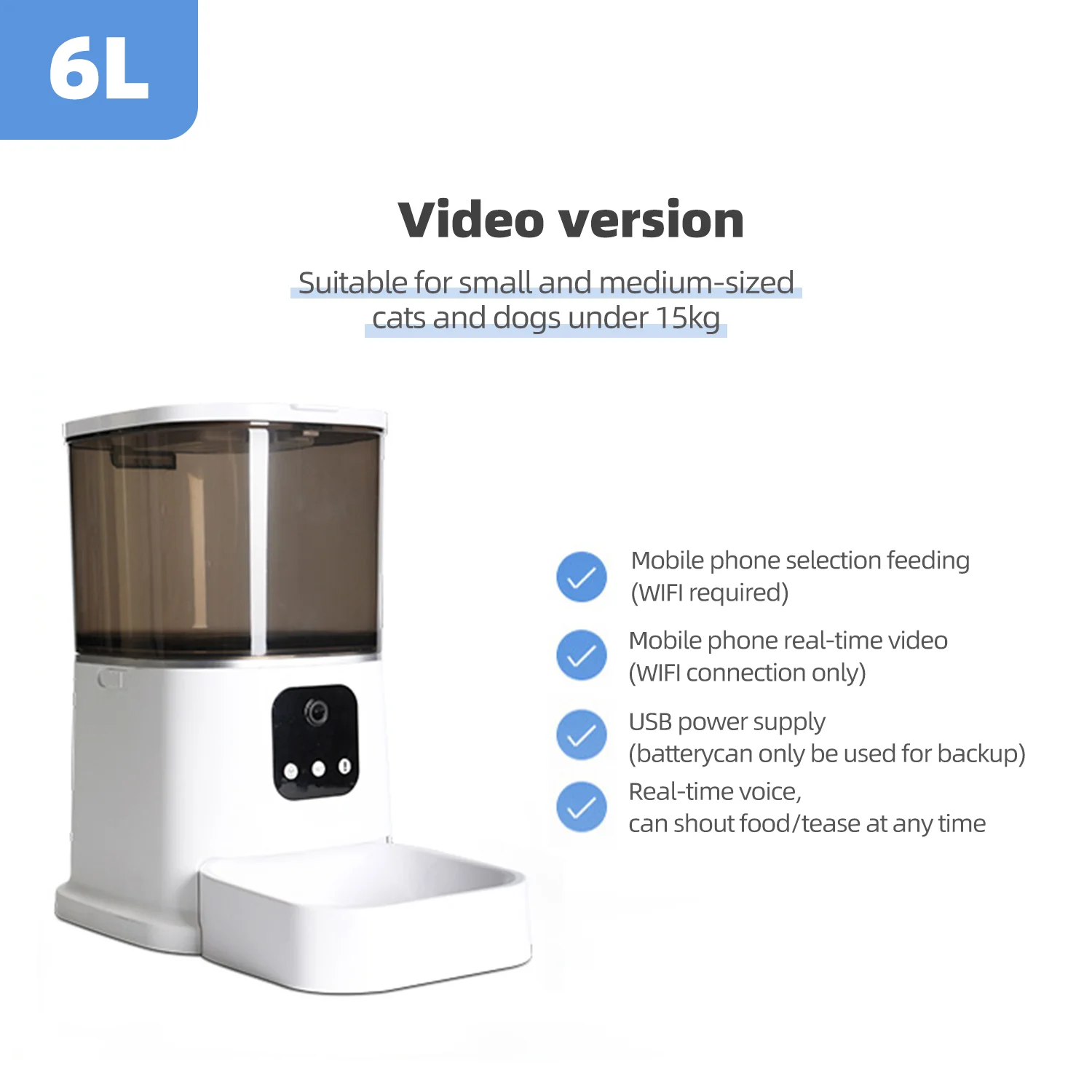 Smart Pet Feeder - Heavy Duty 6L Tuya Remote App Wifi Bowl