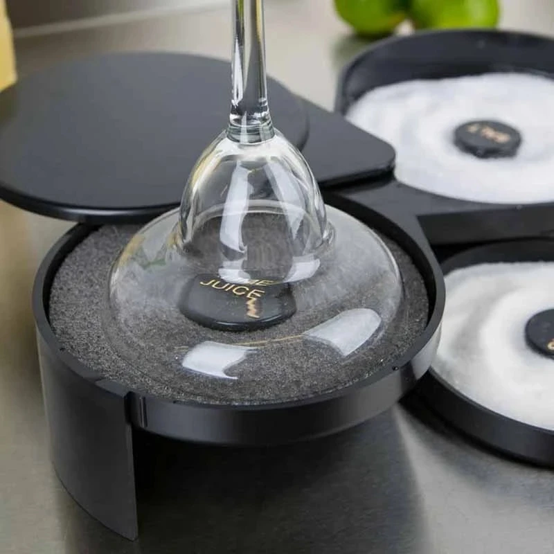 3-Tier Bar Glass Rimmer Bartender Tool With Sponge 3-Tray Black Plastic ...