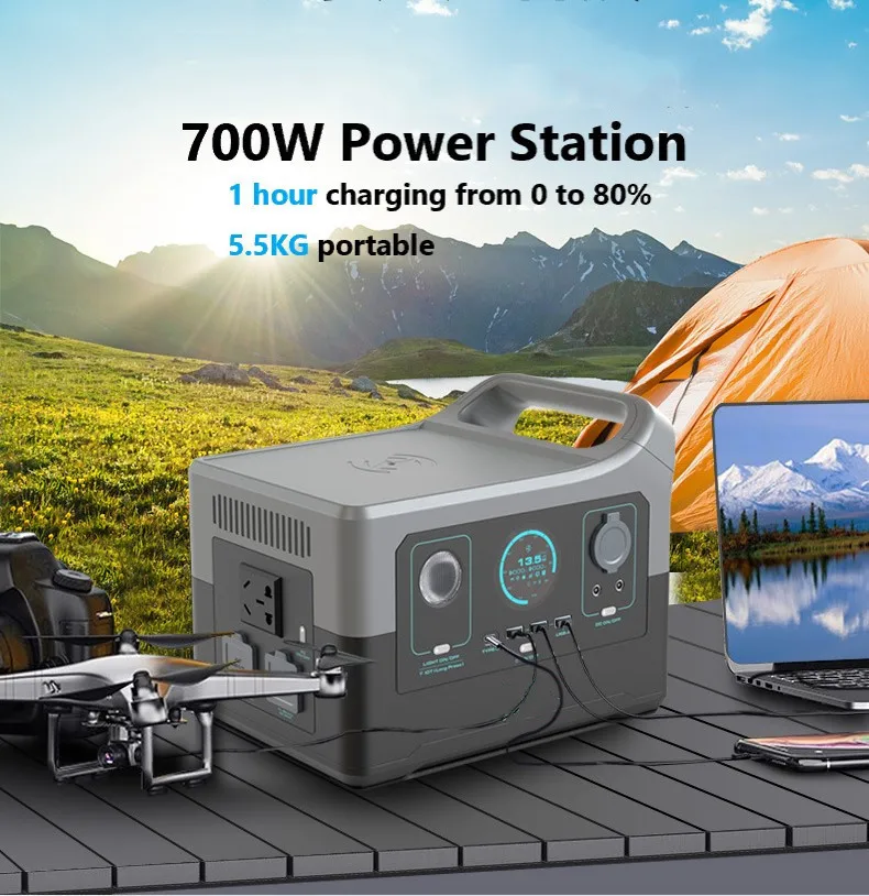 Solar Generator 700w Outdoor Bank Portable Solar Lifepo4 Portable Power ...