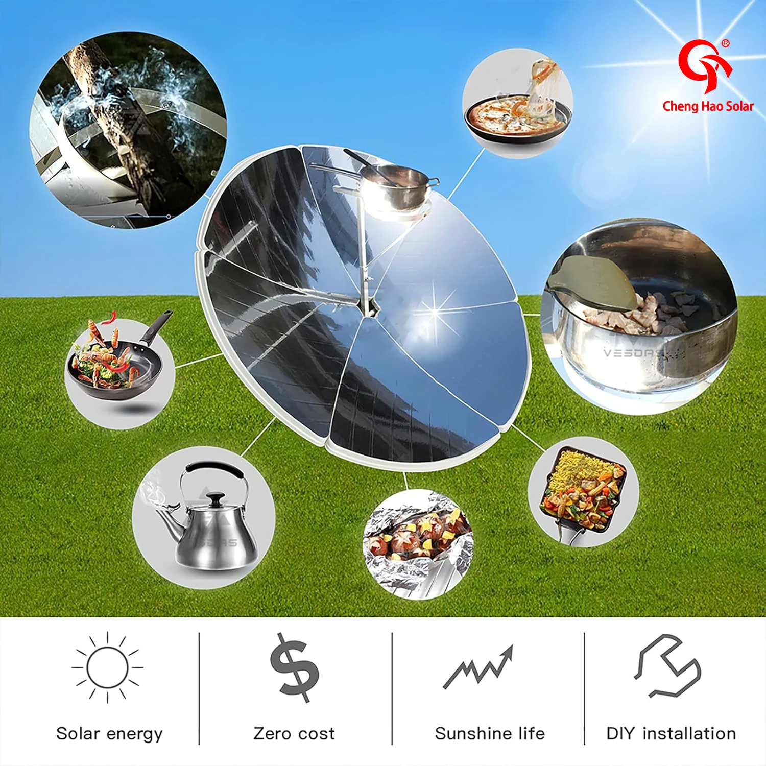 Concentrating Solar Cooker Parabolic Solar Cooker for Tourism, Picnics ...