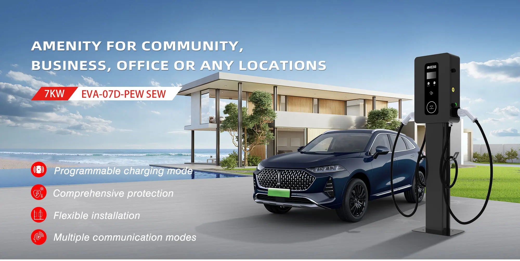 Atess Floor Mounting Type Single Phase Eva-07d-pew 7000w Fast Ev ...