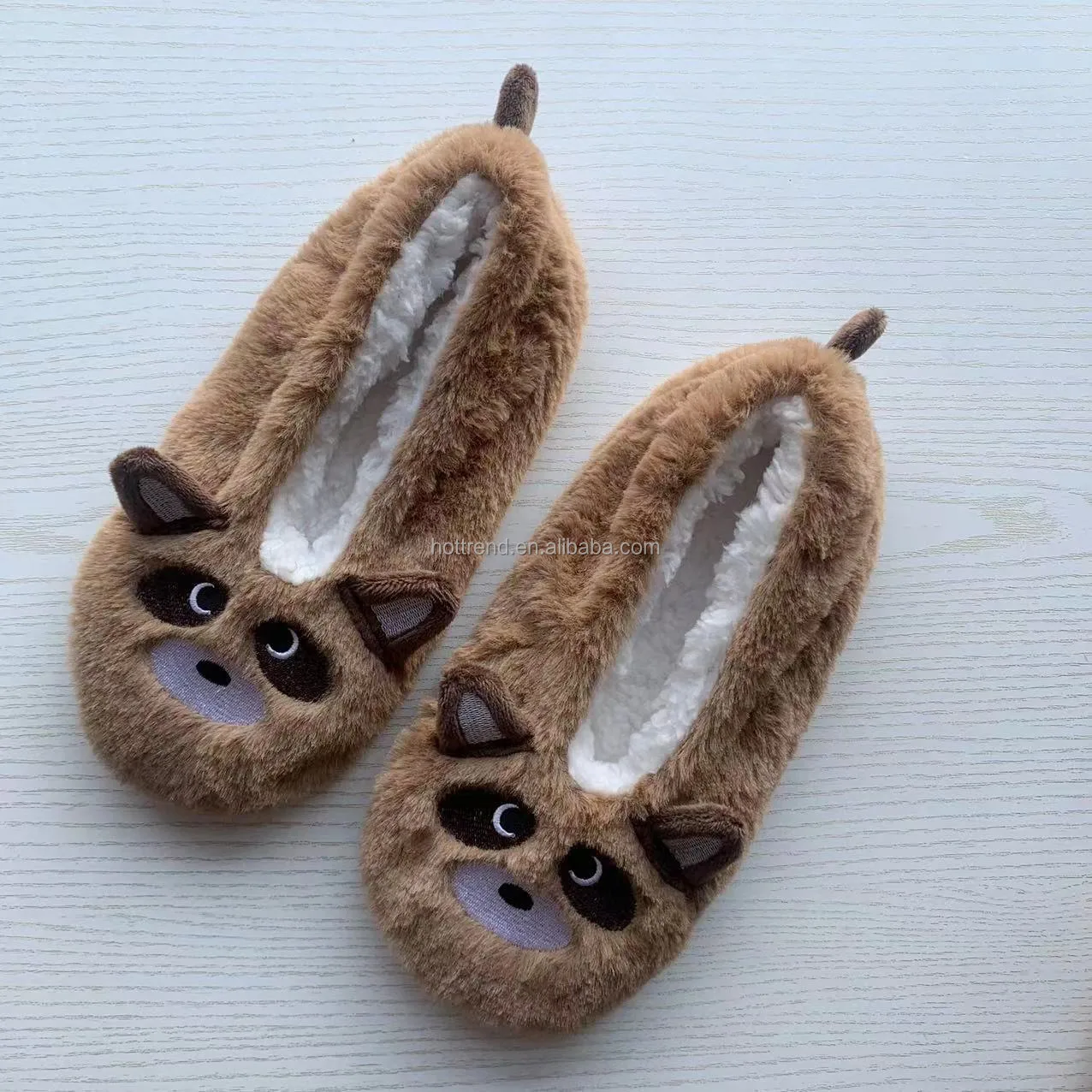 Women's Women Ladies Animal Raccoon Reindeer Plush Indoor Home Fluffy ...