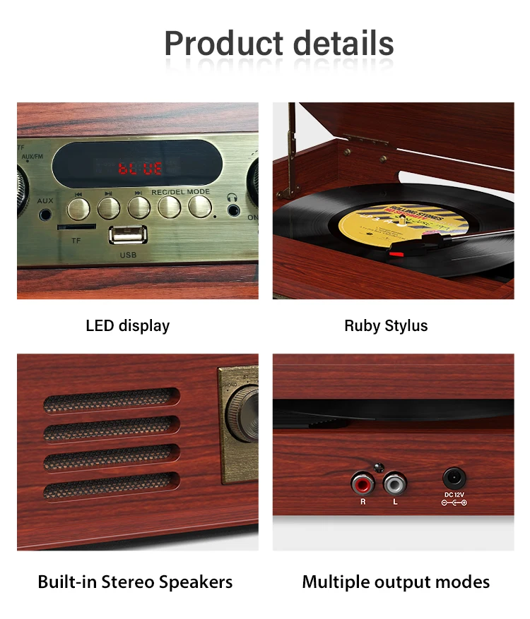 Retro Gramophone Multiple Record Player With Best Sound Turntable Vinyl ...