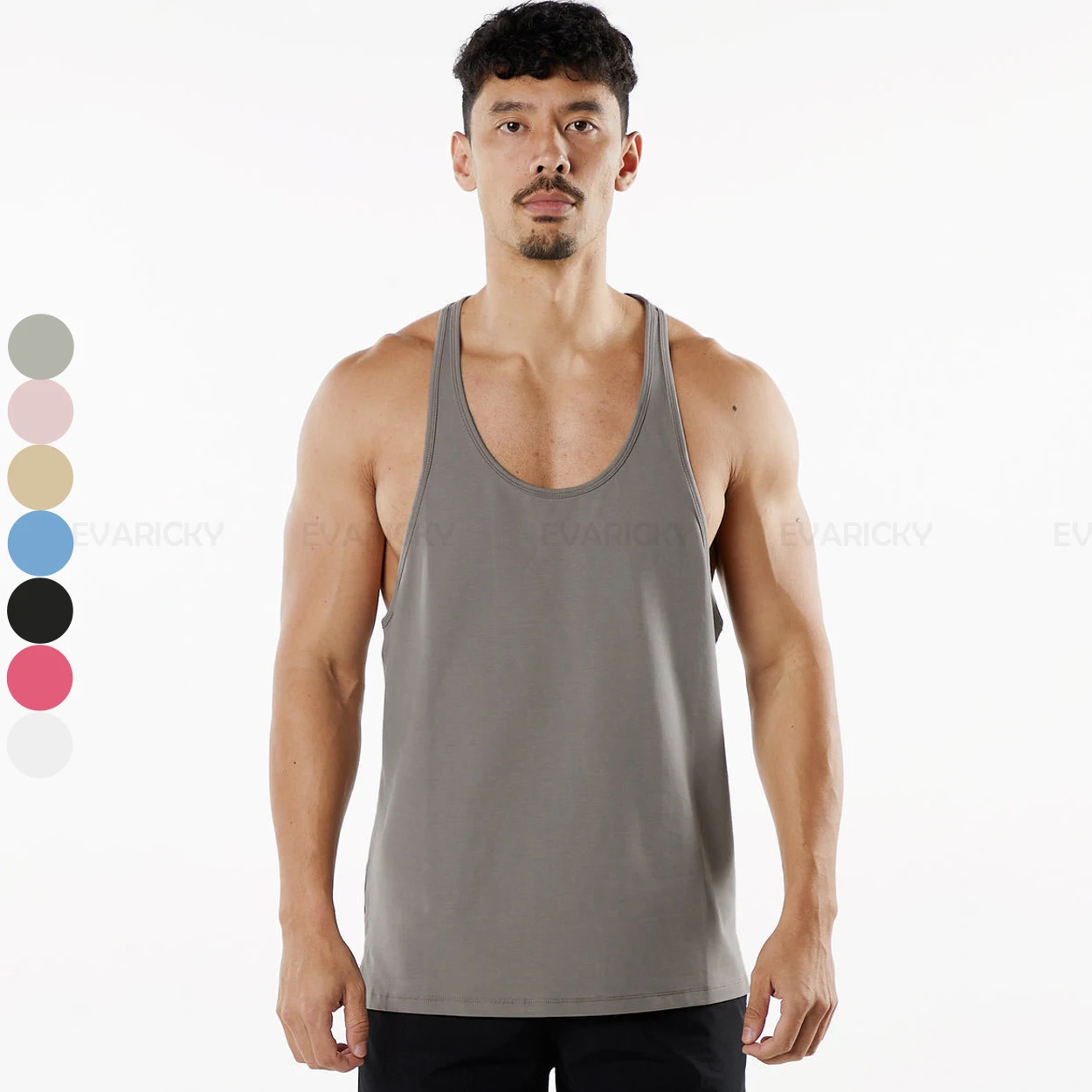 Racer Back Singlet Men's Gym Top Sleeveless Loose Sports Vest Cotton ...