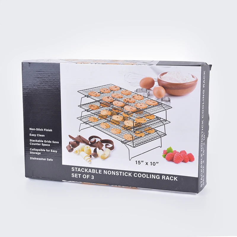 3 Tier Non-stick Cooling Rack - Space Saving Collapsible Cake Cooling ...