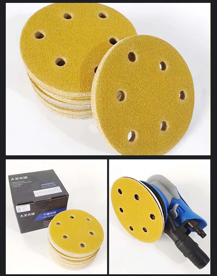 Dry Sanding Paper 6 Inch 17 Hole Disc Flocking Sandpaper Circular air ...