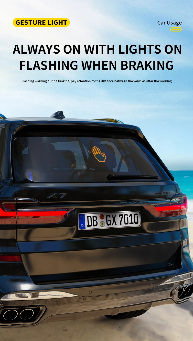 Car Road Signs Middle Finger Gesture Light Led Illuminated Car Gesture ...