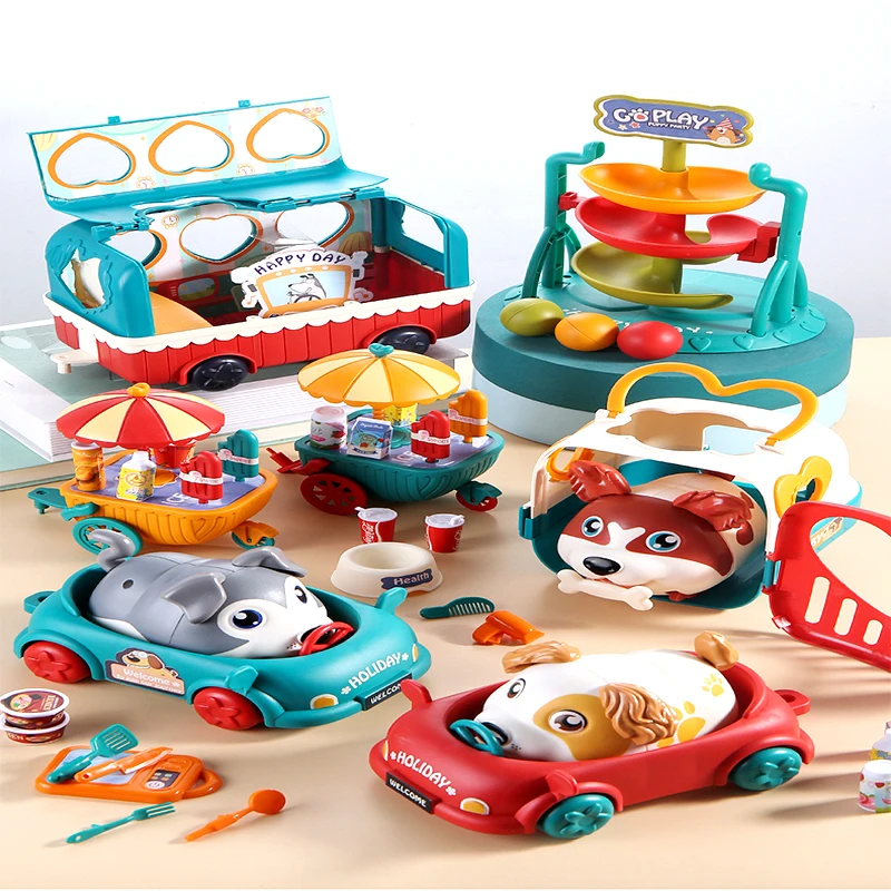 Children Fun Cartoon Electric Voice Control Pet Kitchen Tableware Set ...