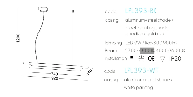 Modern Ceiling Surface Mounted Linear Steel SMD 9w LED
