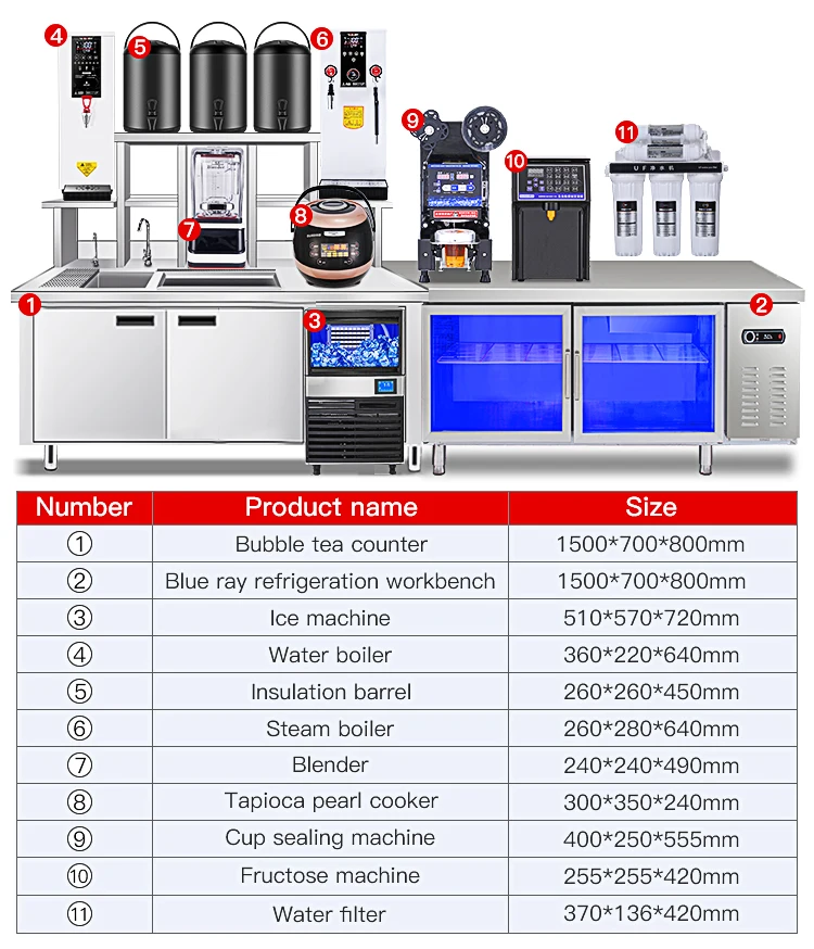 HENGZHI 304 Stainless Steel Bubble Tea Machine Work Table