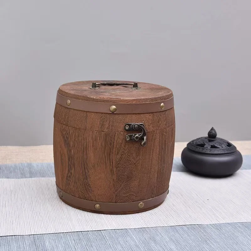 Tea Wooden Bucket With Inner Bag Tea Cake Storage Box - Buy Solid Wood ...