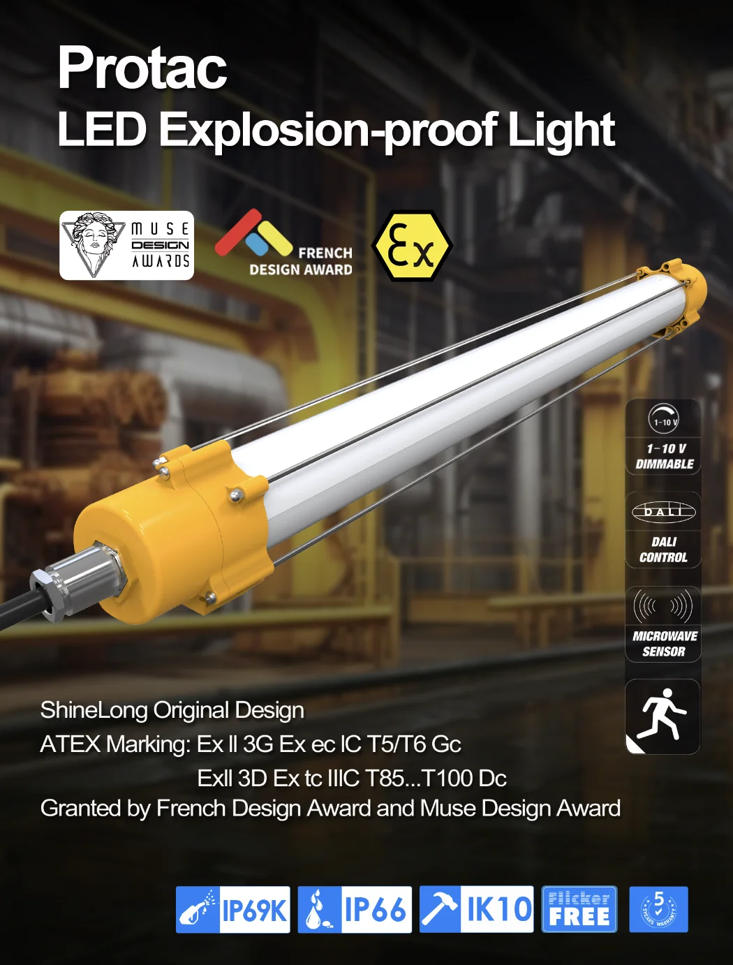 Emergency Battery IP66 Linear Explosion-proof Light for Zone 2 ATEX ...