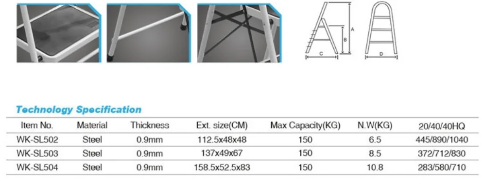 Wholesale Ladders Steel Folding Step Ladders with Handrail and ...