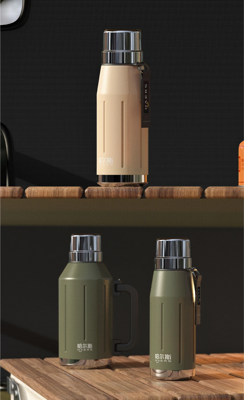 HAERS Custom Logo Leak Proof Insulated Sports Water Bottle