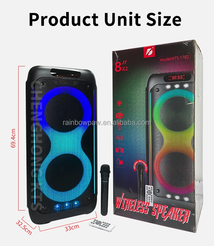 Kts-1782 Wireless Portable Speaker - Dual 8 Inch Loudness
