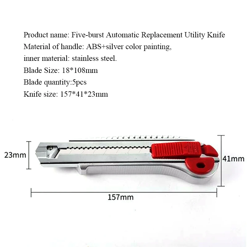 Automatic Five-Burst Replacement Ceramic Utility Knife 4 Blades ABS ...