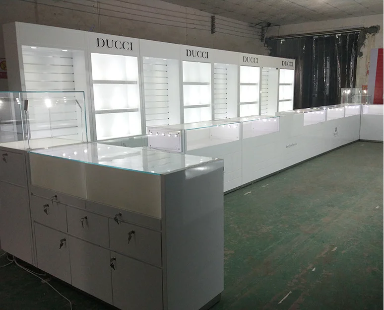 Jewelry Showcase Display Store Set Cabinet Wall Design Glass Led Light ...