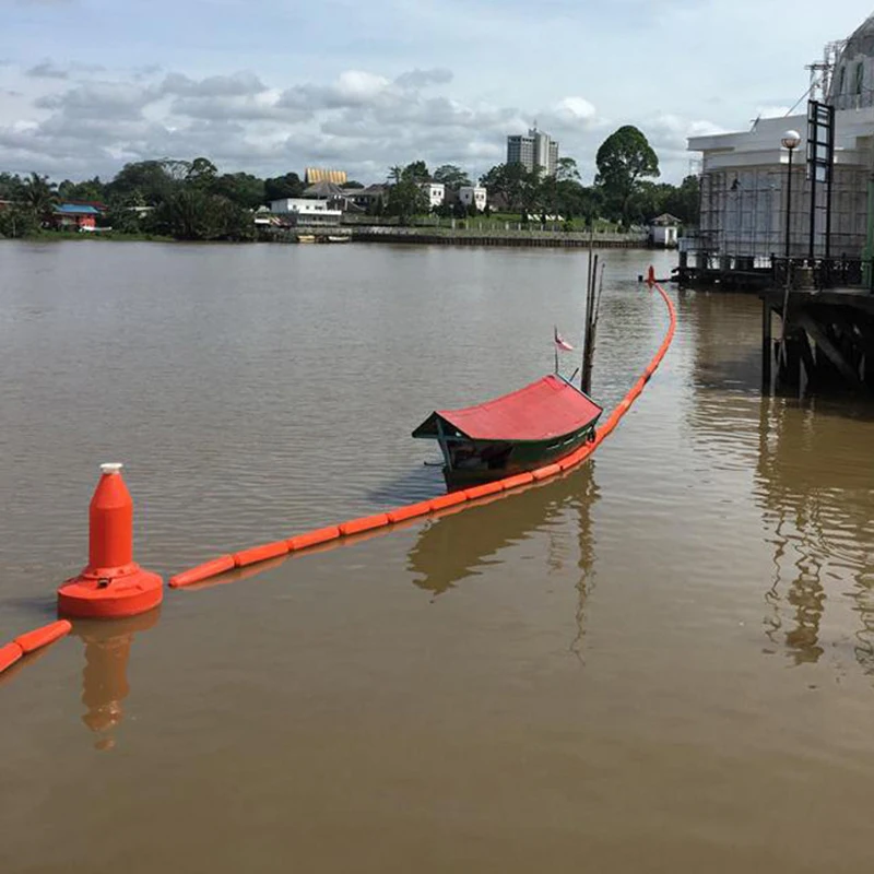 Cylindrical Floating Seaweed Barrier On The Water To Intercept Garbage ...