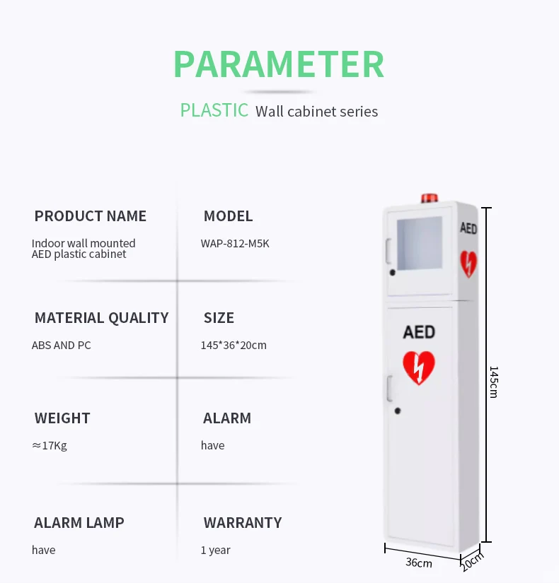 Automated External Defibrillator Box Standing Aed Cabinet With Alarm ...