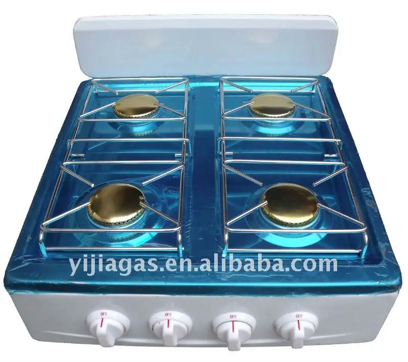 4 Burner Gas Cooker with Stainless Steel Cookertop Stove