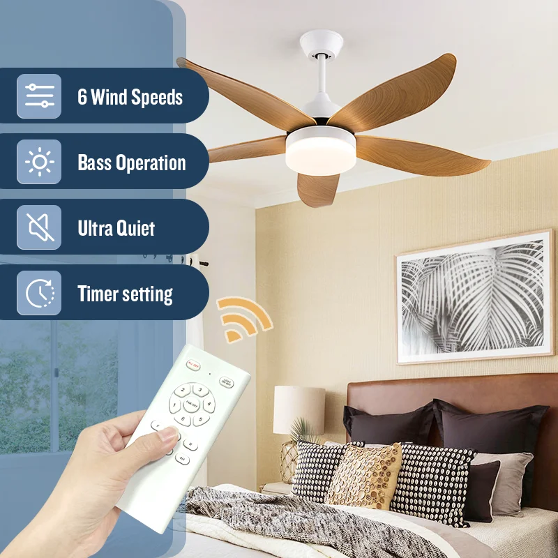 Modern LED Ceiling Fan with Light - Nordic Minimalist Style