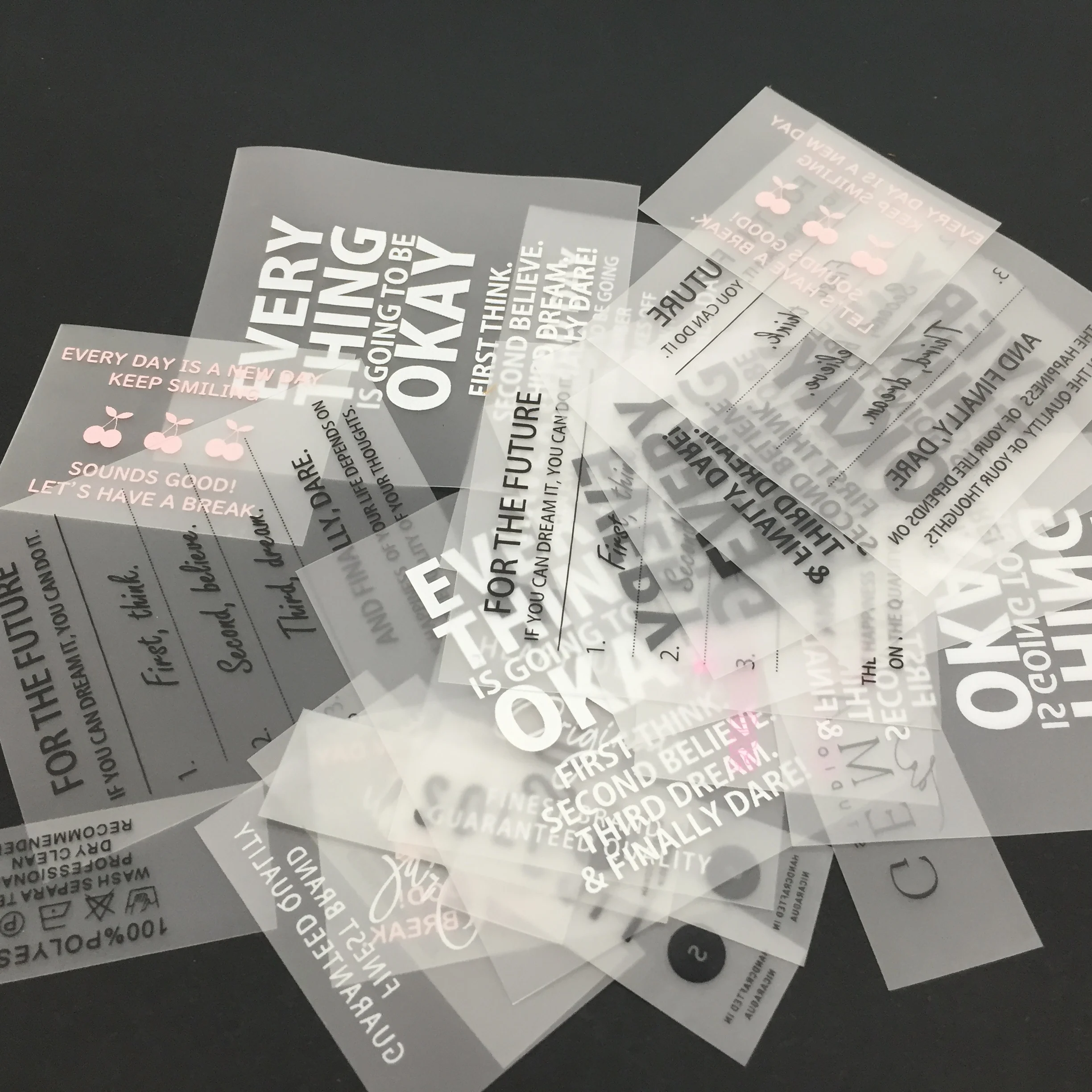 Custom Printed Soft Plastic Transparent Wash Care Label TPU Clothing Label