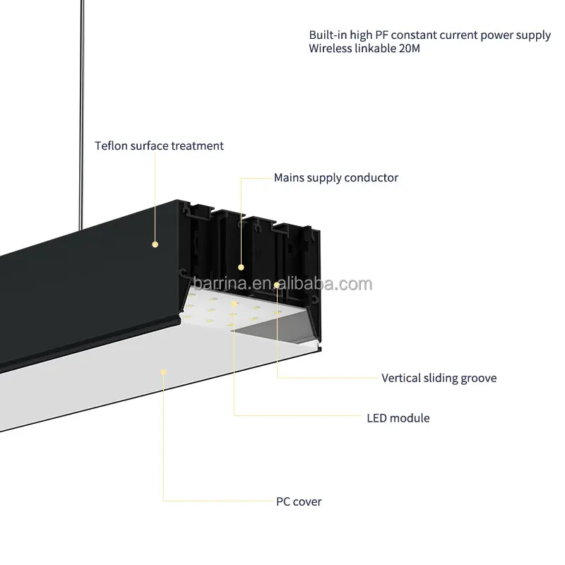 Aluminum Ceiling Recessed Lighting Linkable Seamless Liner Led Pendant ...
