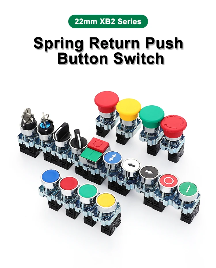 XB2-BK3365 22mm Latching 1NO1NC Handle Direct Selector Green Knob 3 Position Rotary Selector ...