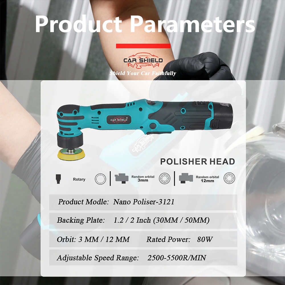 Car Shield Cordless Mini Nano Car Polisher Orbital Detailing Polishing ...