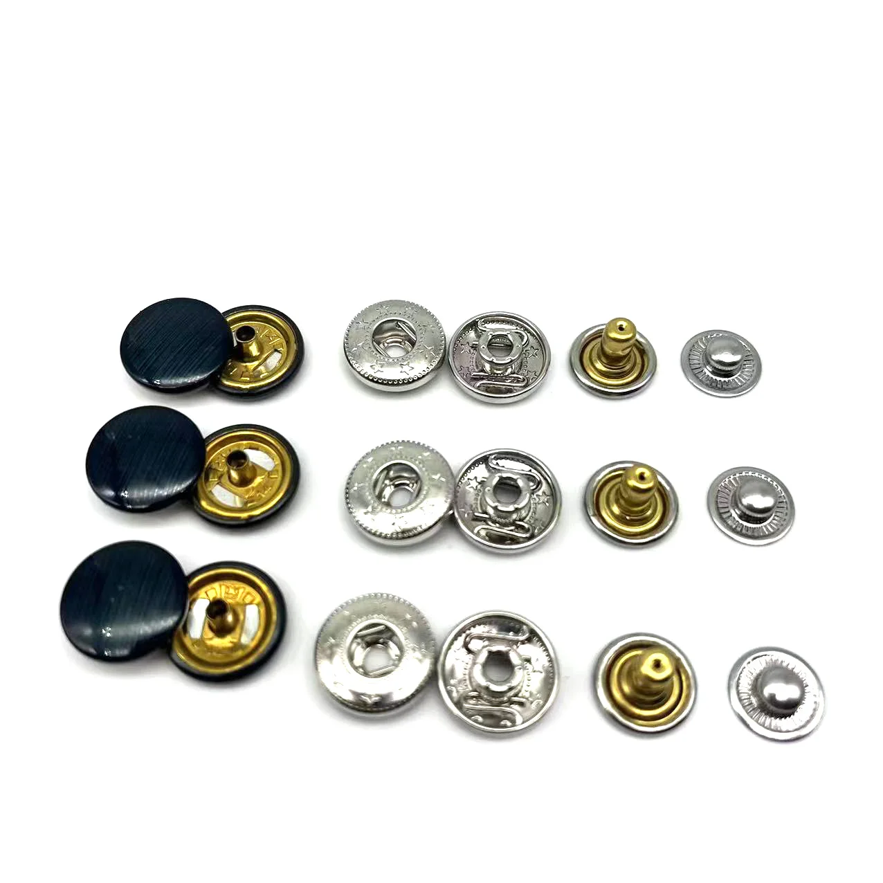 Custom Logo Design Zinc Alloy Brass Four Parts Button Push Prong Metal ...