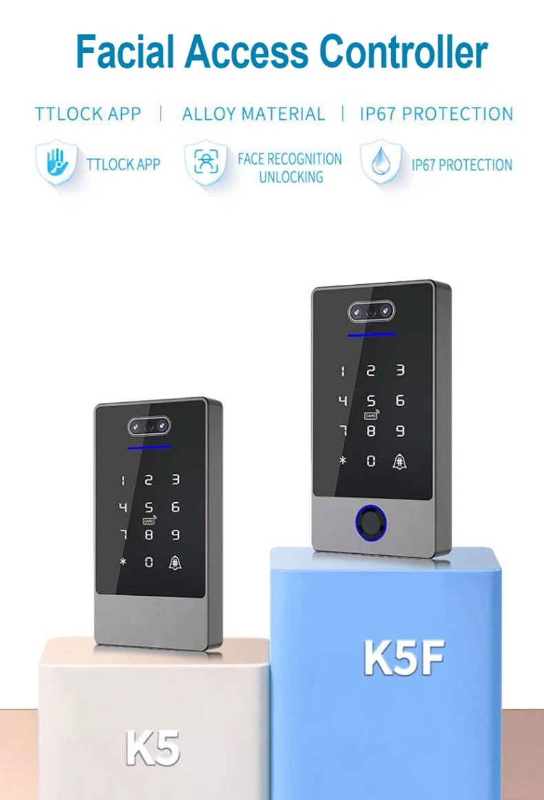 Waterproof TTLOCK APP BLE Fingerprint Password Card Door Access Controller Face Recognition ...