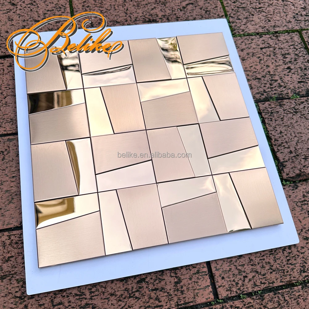 BELIKE 3D Metal Mosaic Tille Feature Wall Covering Backsplash