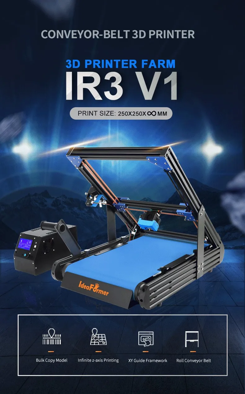 Ideaformer Ir3 V1 3d Printer Conveyor Belt Printer 250*250*infinite Z ...