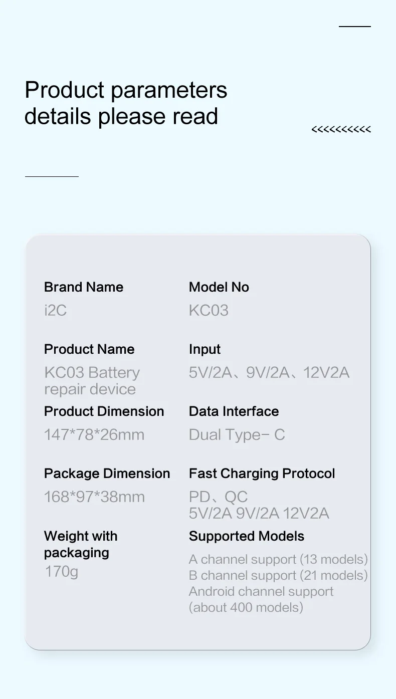 I2C KC03 Battery Repair Battery Activation Detection Board Battery Fast Charge for iPhone 6-15PM ...
