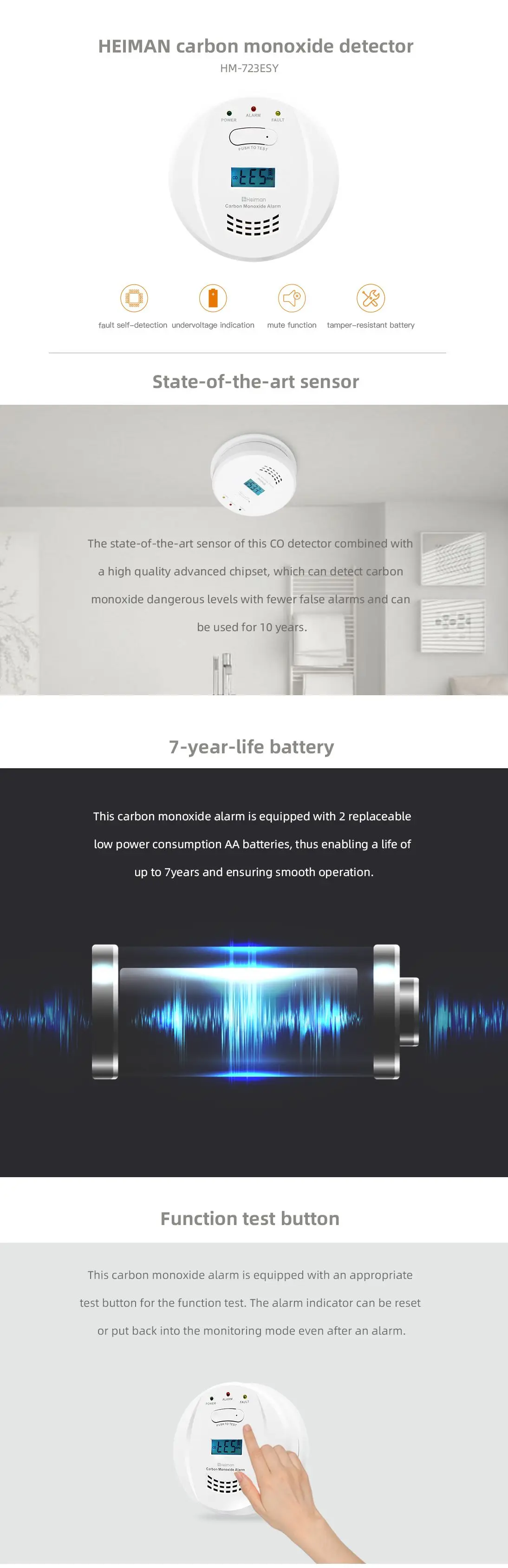 Conventional Co Detector Alarm Wireless Carbon Monoxide Detector 10 ...