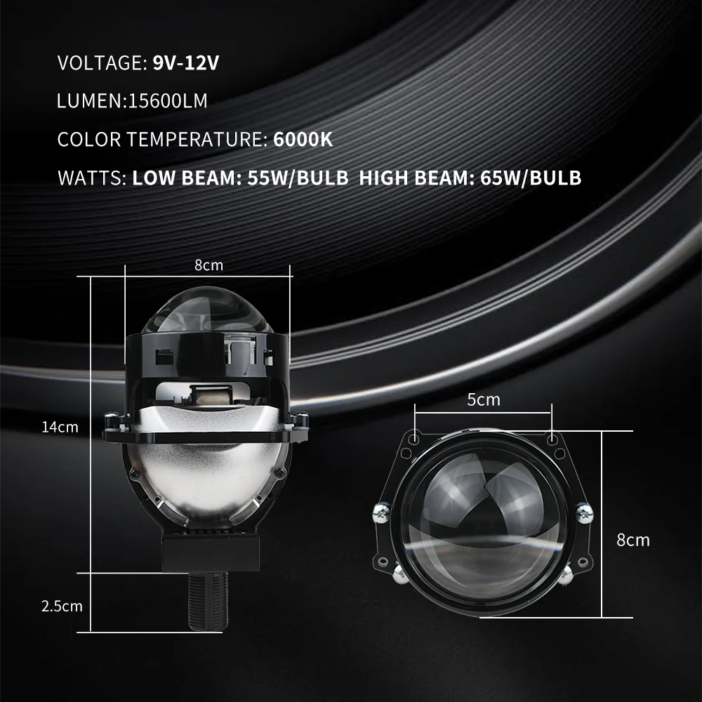 3.0 Inch Bi Led Projector Lens High Low Light Dual Reflective Cups 65w 6000k Car Led Projector ...