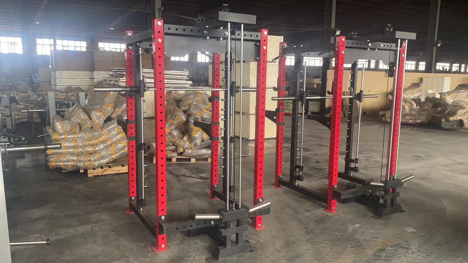 Multi Functional Squat Rack Combo Smith Cable Crossover Power Rack ...