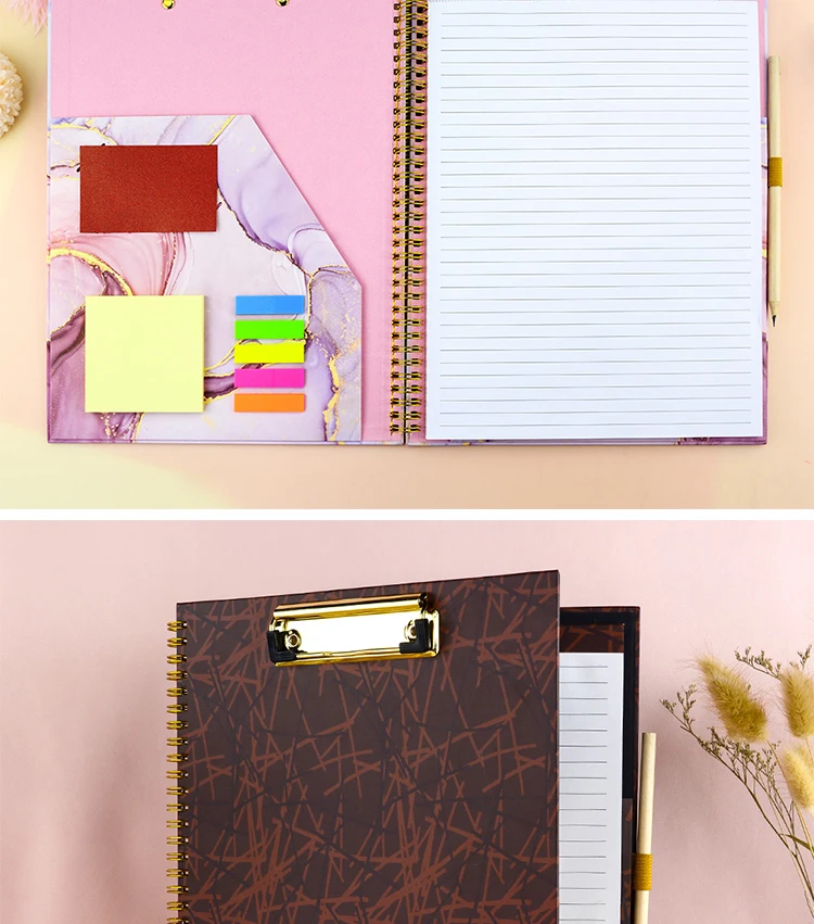 Luxury Metal Clip Clip Board Spiral Clipboard Clipfolio With Refillable ...