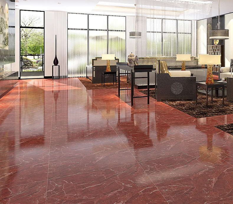 600x600mm Red Marble Look Ceramic Floor Tile for Hotel Apartment