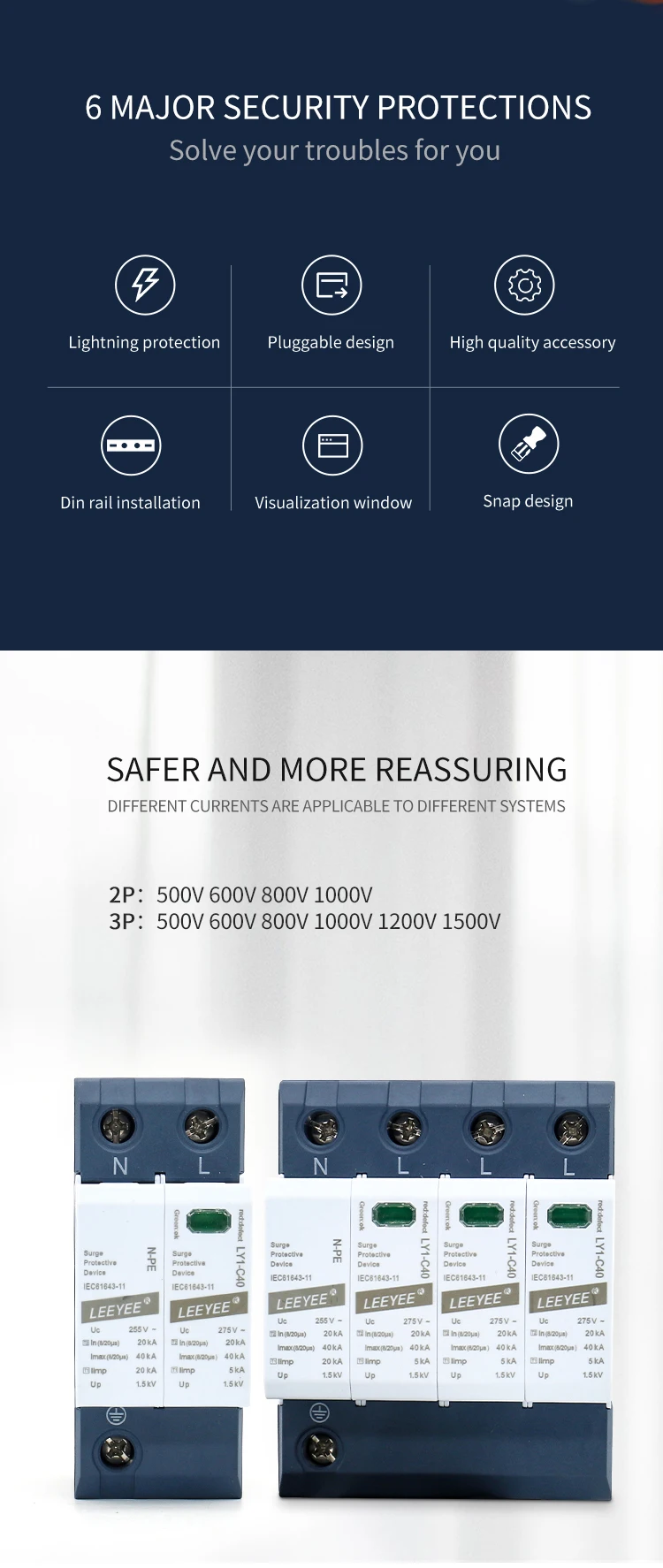 275v Lightning Strikes Arrester T1+t2 3p+n Lightning Protection System ...